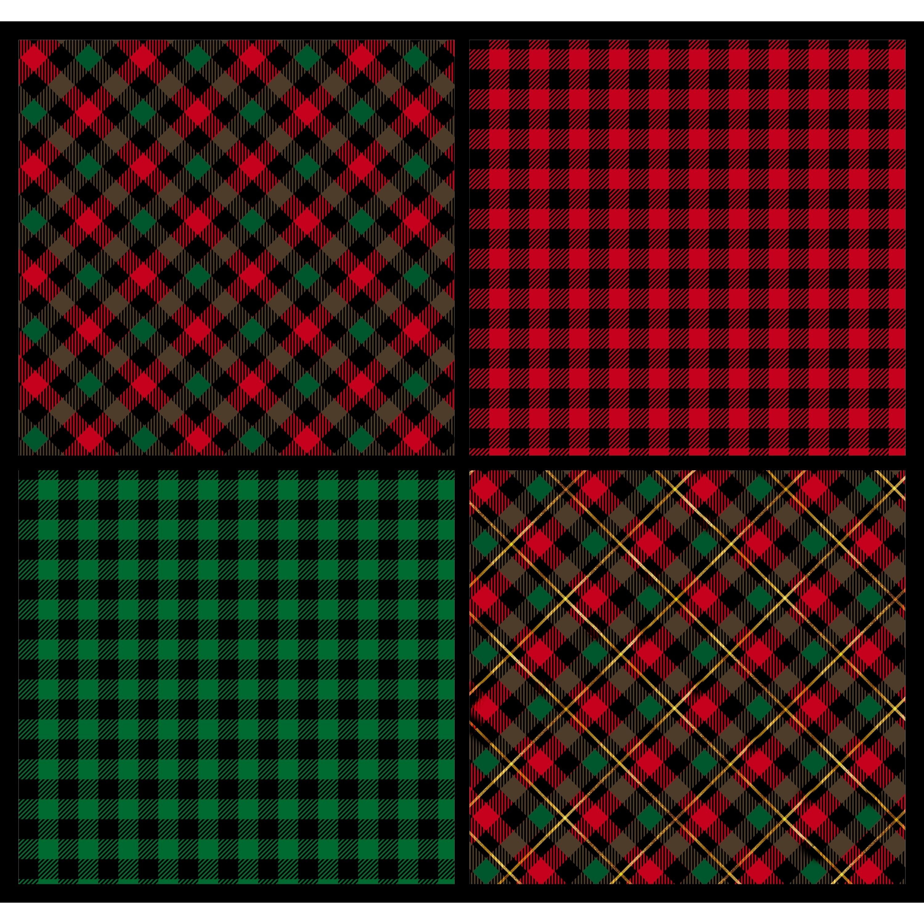 Christmas Plaid Digital Paper, Seamless Digital Paper, Christmas ...