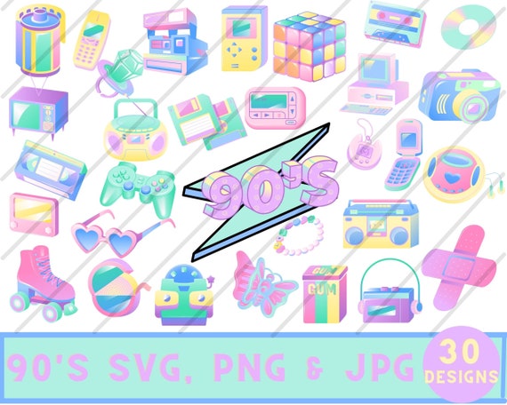 90s Pastel Clipart 90s SVG 90s PNG 90s Bundle 90s - Etsy Canada