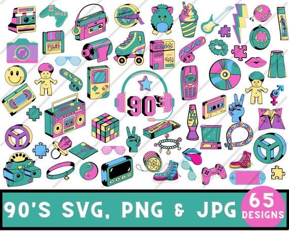 90's Clipart 90s Retro 90s Sticker Pack 90s SVG PNG | Etsy Australia