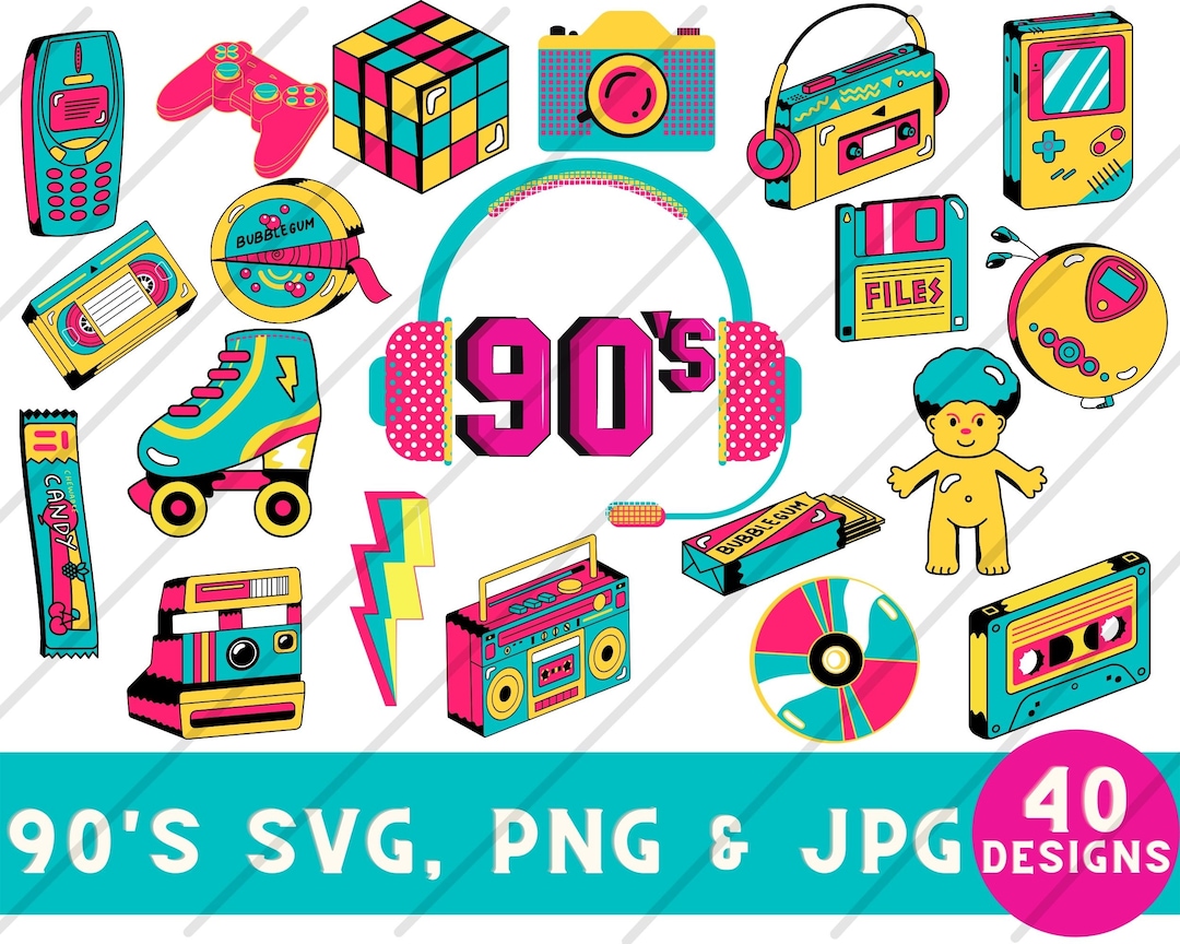90s Clipart 90s SVG 90s PNG 90s Bundle 90s Design Digital Print - Etsy