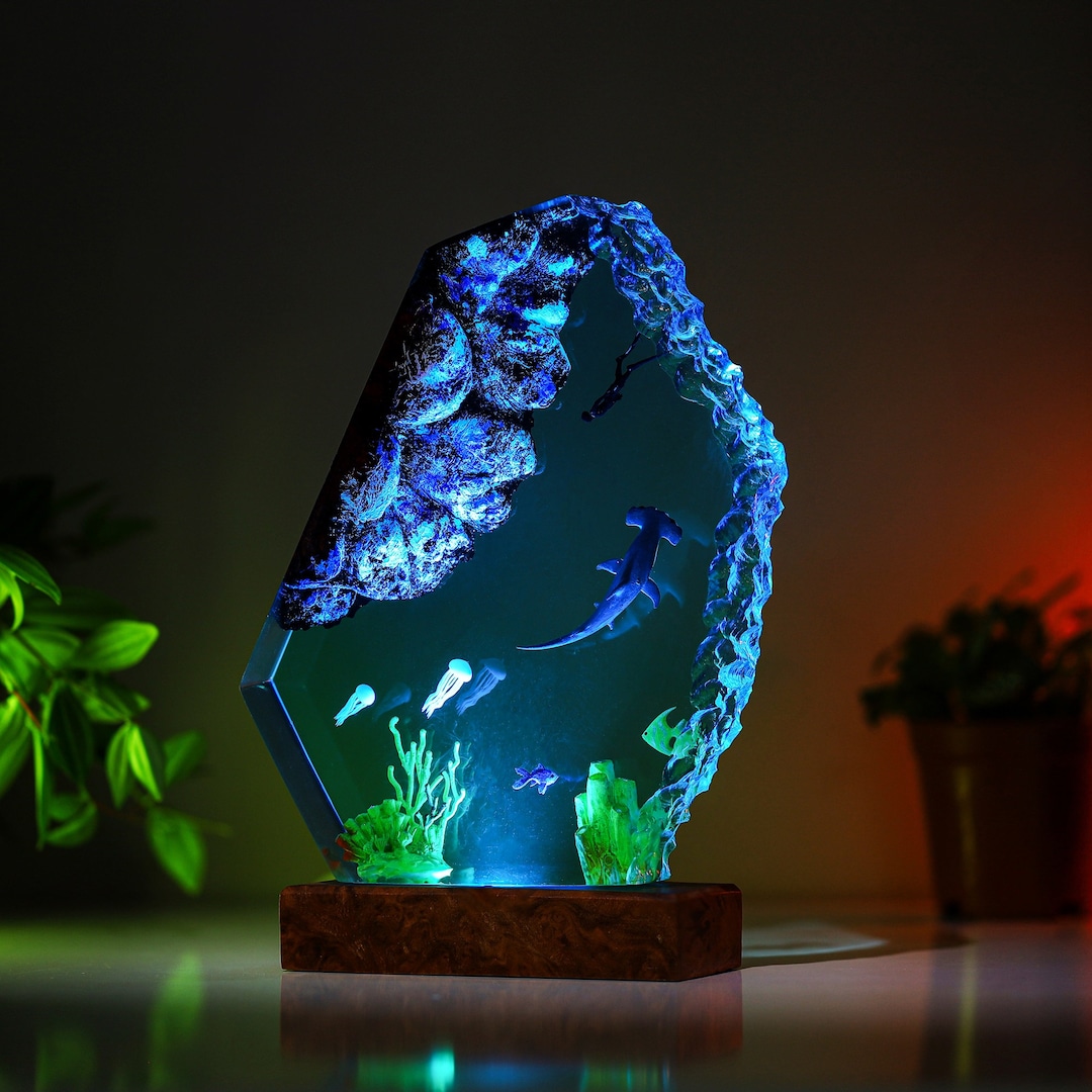 Hammerhead Shark and Divers Night Light Lamp, Diver Lamps Decoration ...