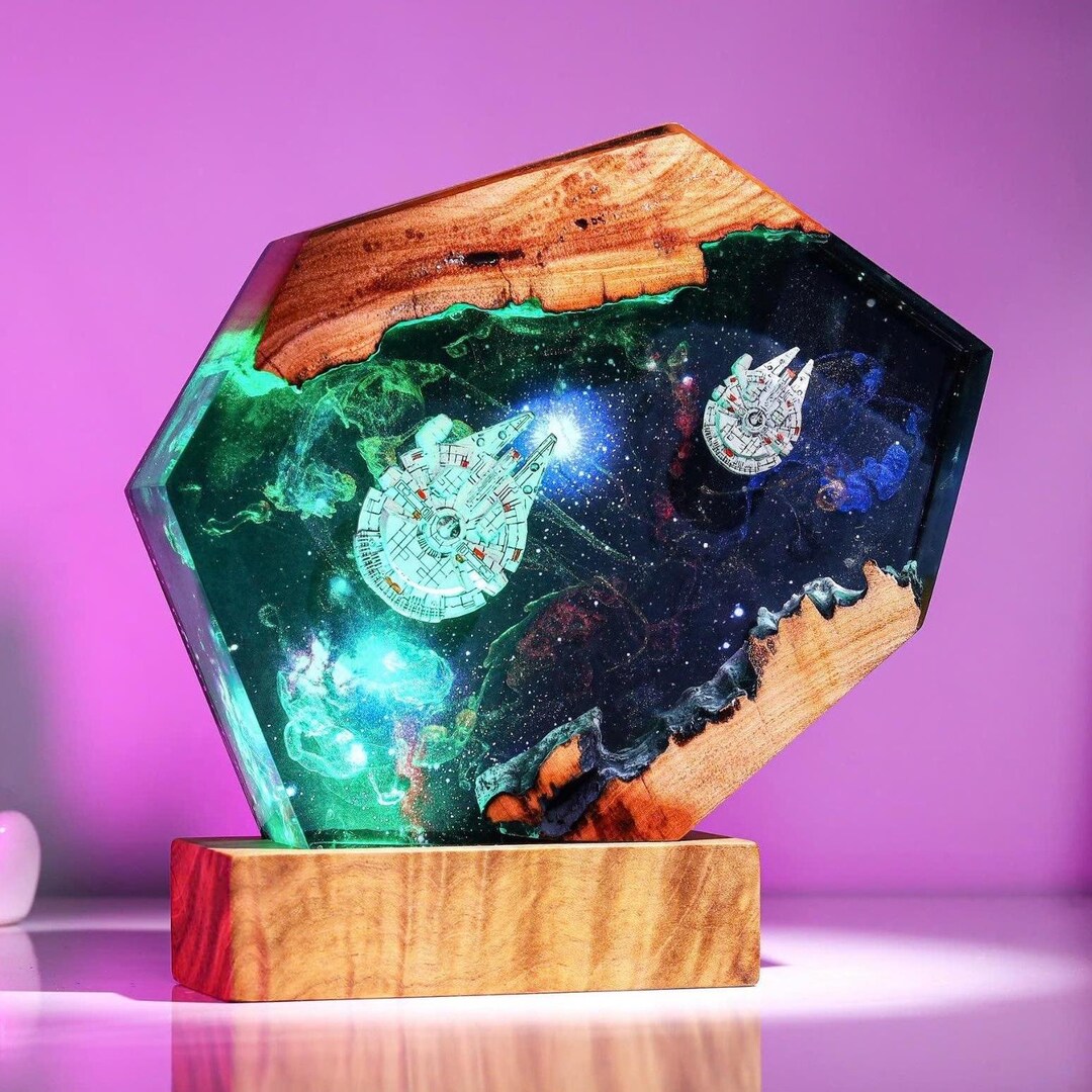 Spaceship Falcon Night Light GALAXY Epoxy Lamp SPACE Lights Lamp Decor ...