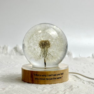 Dandelion Night Light, Real Dandelion Puff Paperweight, Flower Epoxy ...
