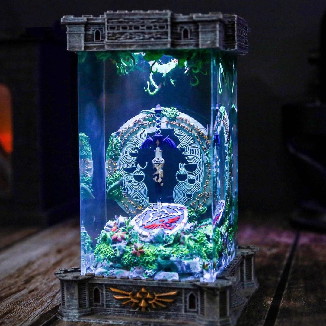 Diorama Ze.lda Shield and Master Sword Epoxy Lamp Link Ze.lda Night ...