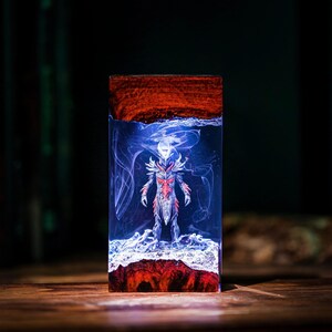 Handmade Spiked Demon Armor Epoxy Lamp, Red & Black Resin Night Light ...