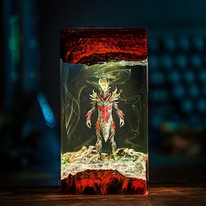 Handmade Spiked Demon Armor Epoxy Lamp, Red & Black Resin Night Light ...