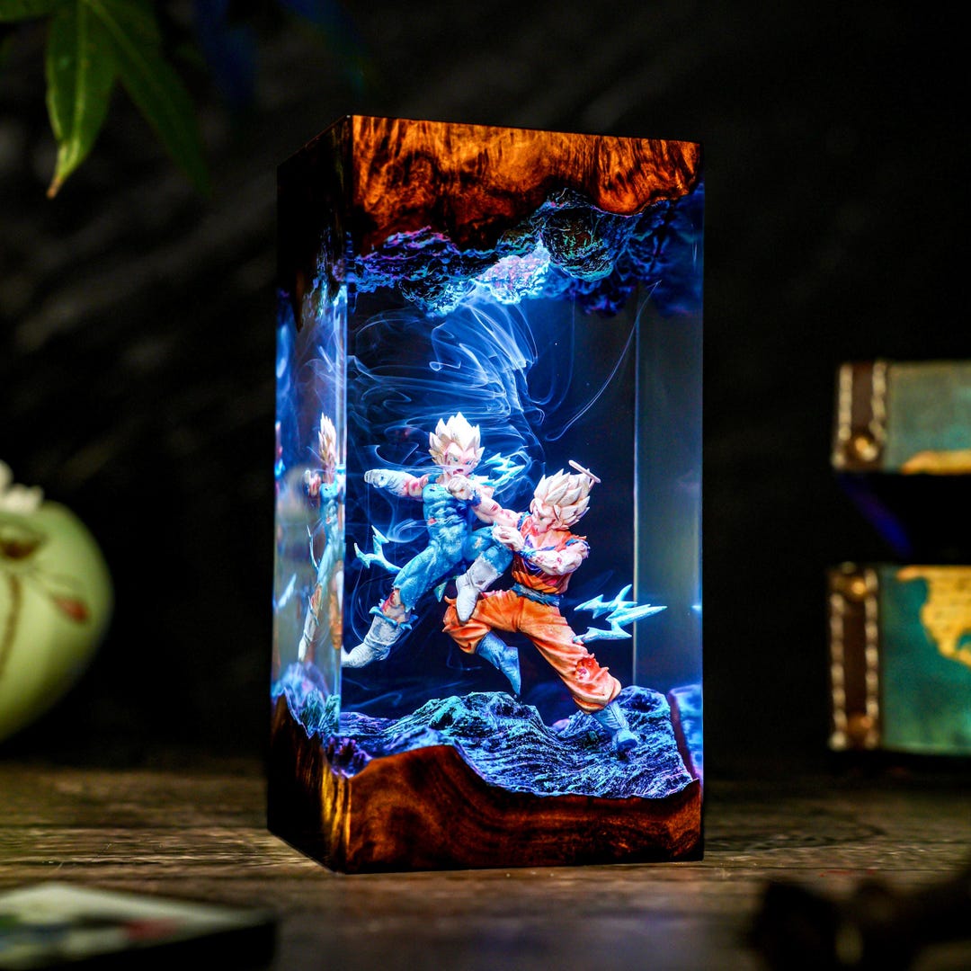 Energy Warrior Battle Lamp, Resin Dragom Lamp, Anime Style Fight Scene ...