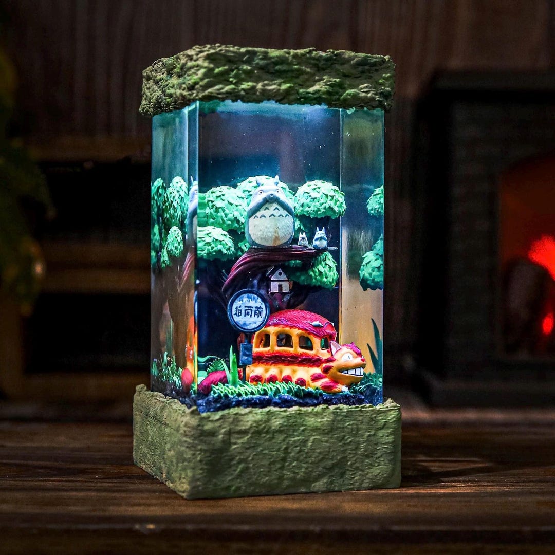 Diorama Cute Anime Resin Lamp, Cute Epoxy Lamp, Anime Resin Wood Lamp ...
