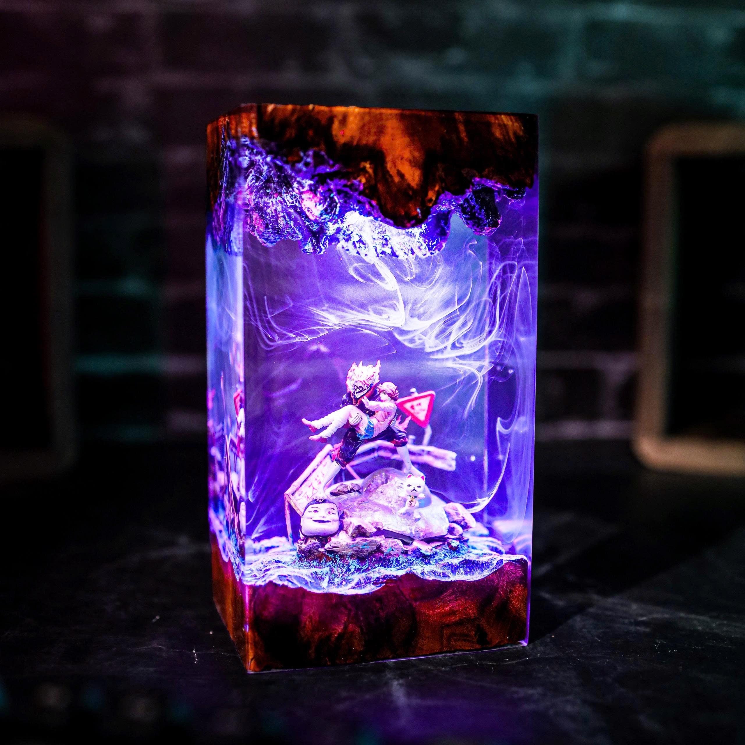 Dandadan Anime Lamp Momo Okarun, Resin Epoxy Desk Lamp, Handmade Anime ...