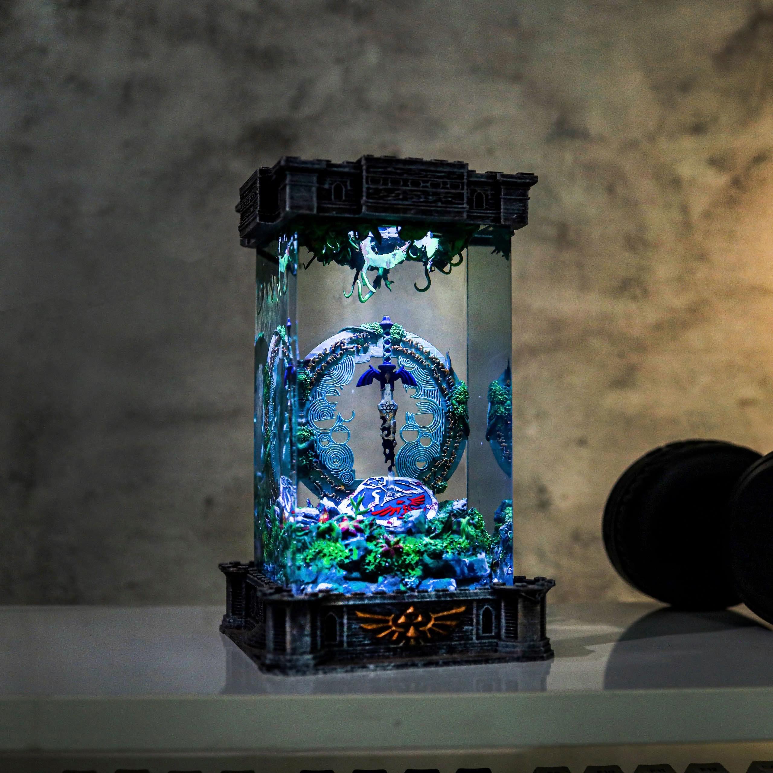 Diorama Ze.lda Shield and Master Sword Epoxy Lamp Link Ze.lda Night ...