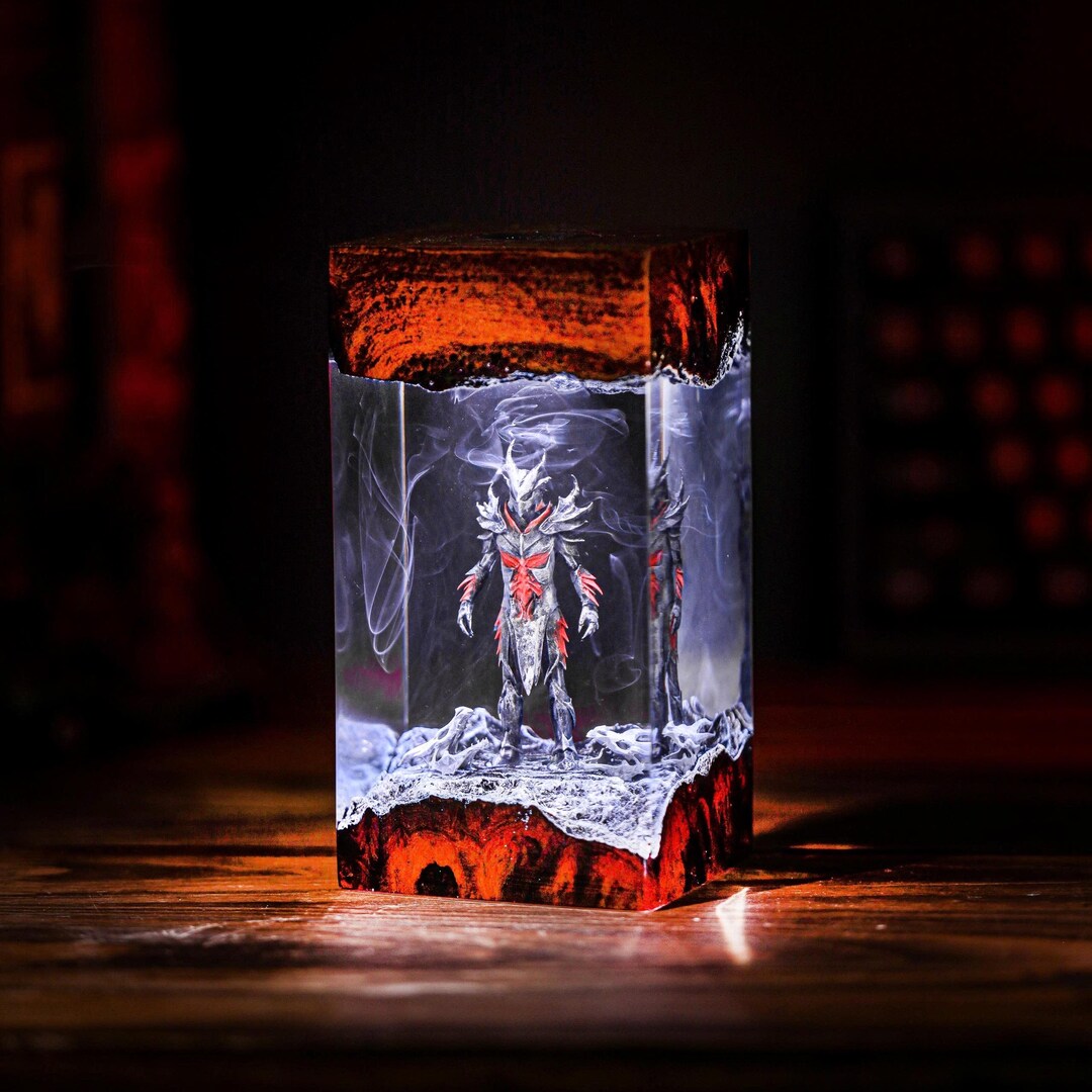 Handmade Spiked Demon Armor Epoxy Lamp, Red & Black Resin Night Light ...