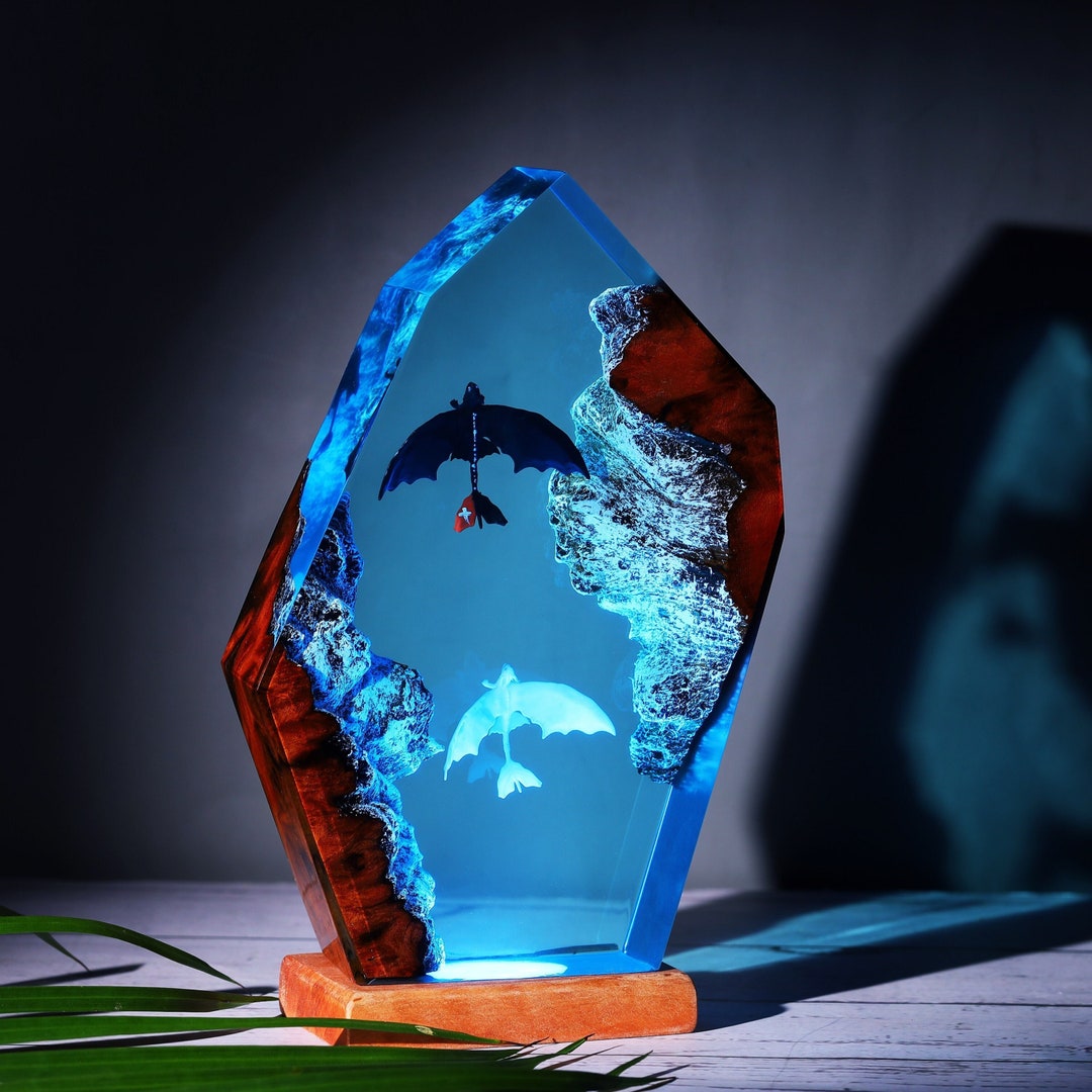 Toothless Night Lights, Toothless and Light Fury Epoxy Lamp Table Lamp ...