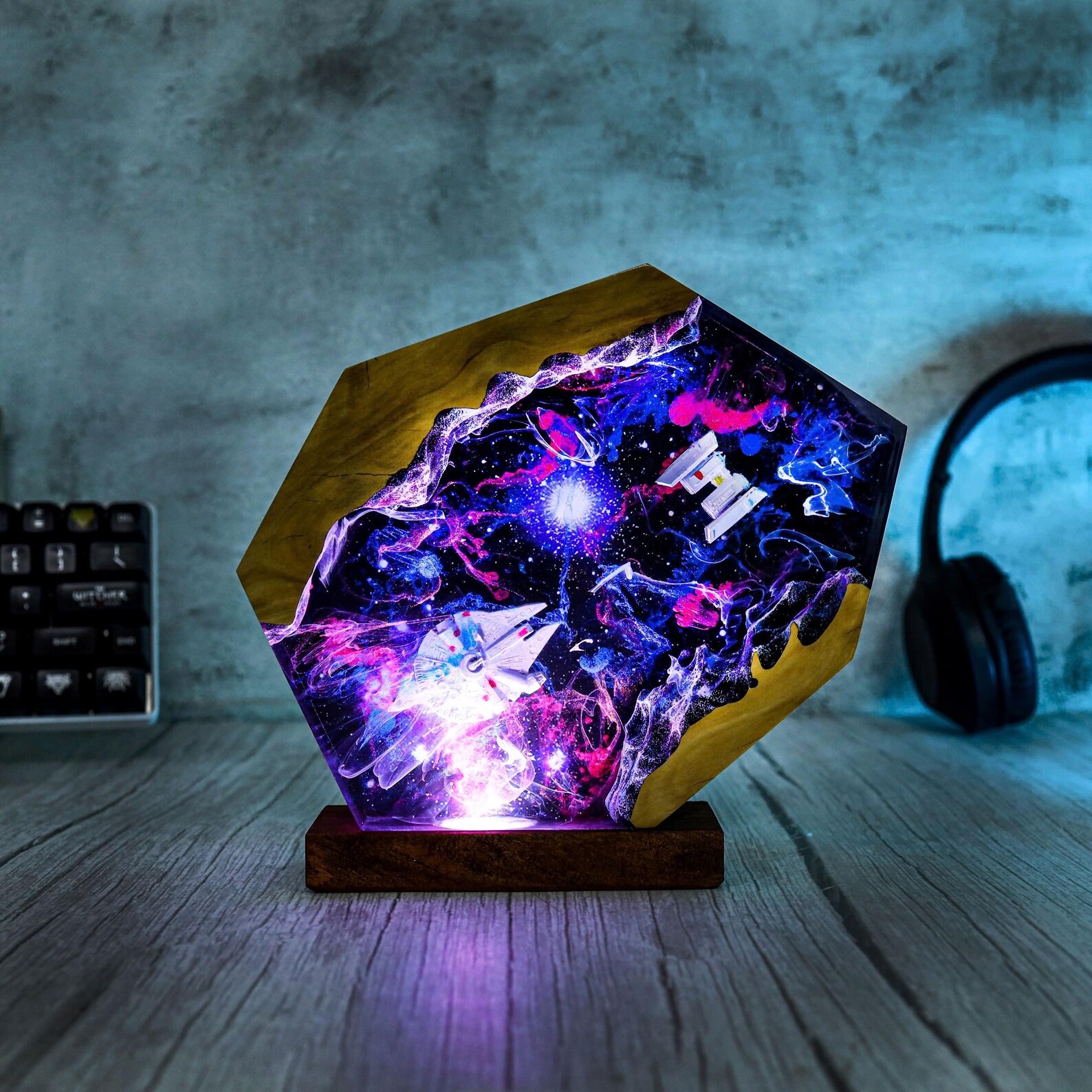Custom Spaceship Night Light GALAXY Epoxy Lamp SPACE Lights Lamp Decor ...