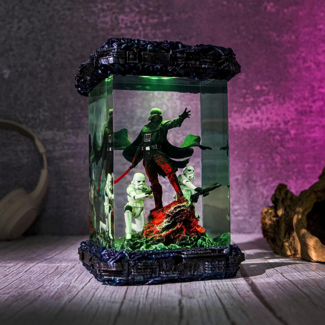Diorama Darth Va.der Epoxy Lamp Star W.ar Night Light Custom Home Decor ...