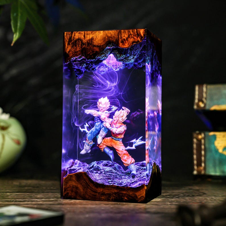 Energy Warrior Battle Lamp, Resin Dragom Lamp, Anime Style Fight Scene ...
