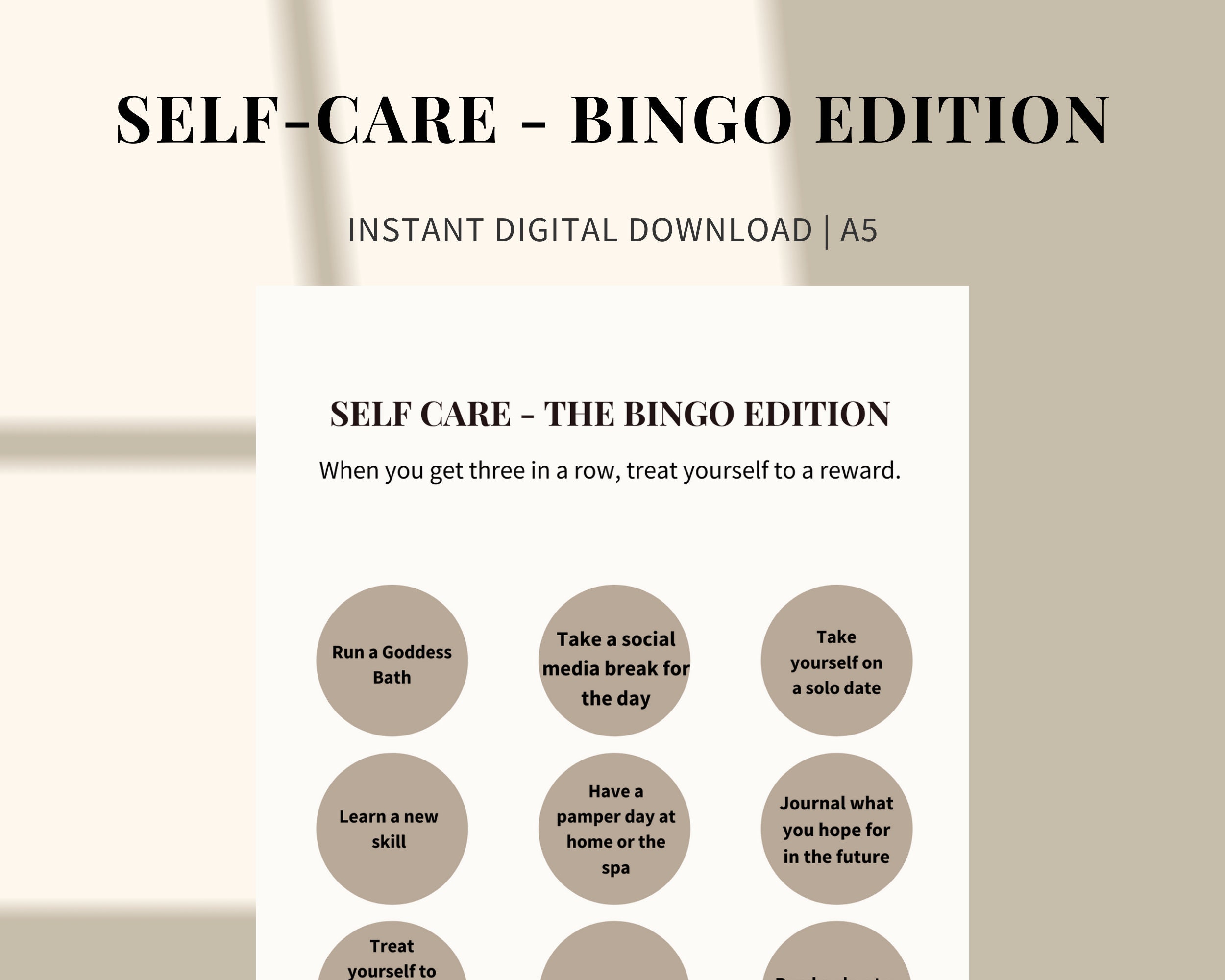 SELF-CARE Bingo Self-love Worksheet Self-confidence Prompts Digital ...