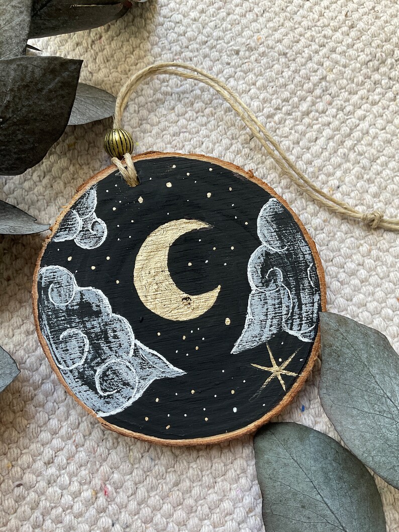 Wood Painting Moon Phase Stars Wood Decor Witch Celestial - Etsy