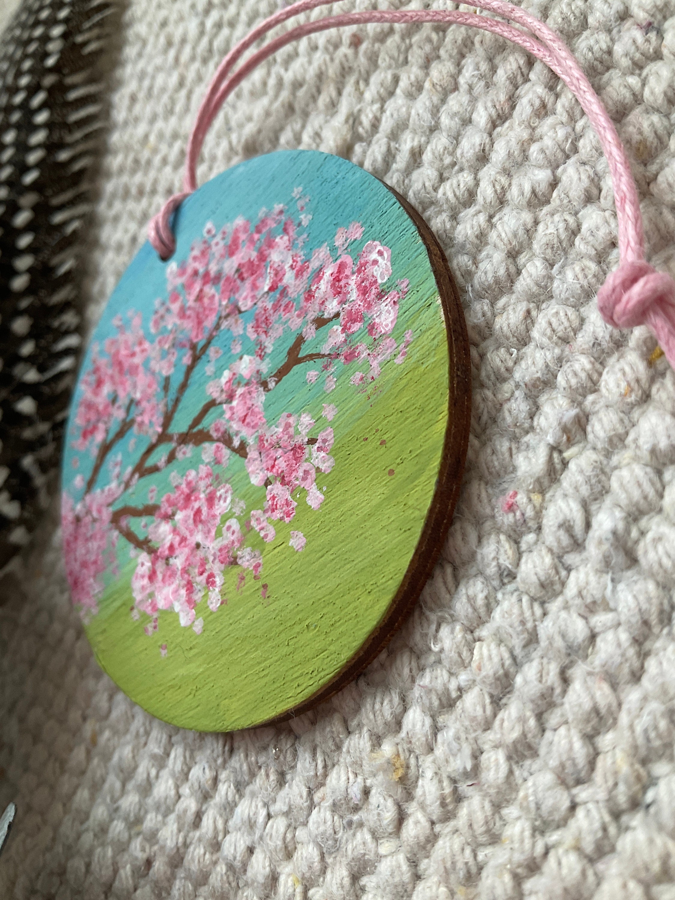 Cherry Blossom Painting Hanami Sakura Flower Spring Wood Decor Slice ...
