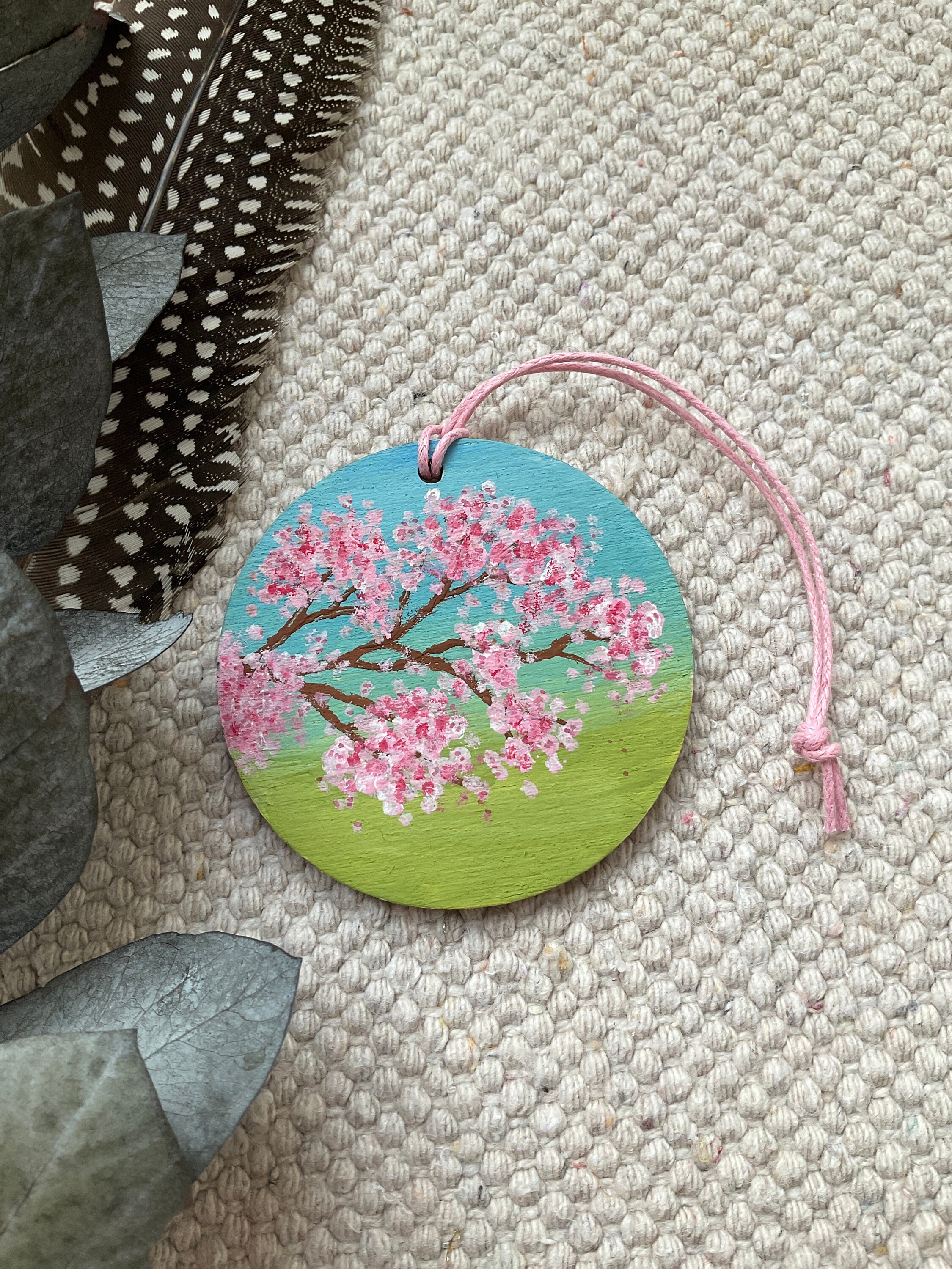 Cherry Blossom Painting Hanami Sakura Flower Spring Wood Decor Slice ...