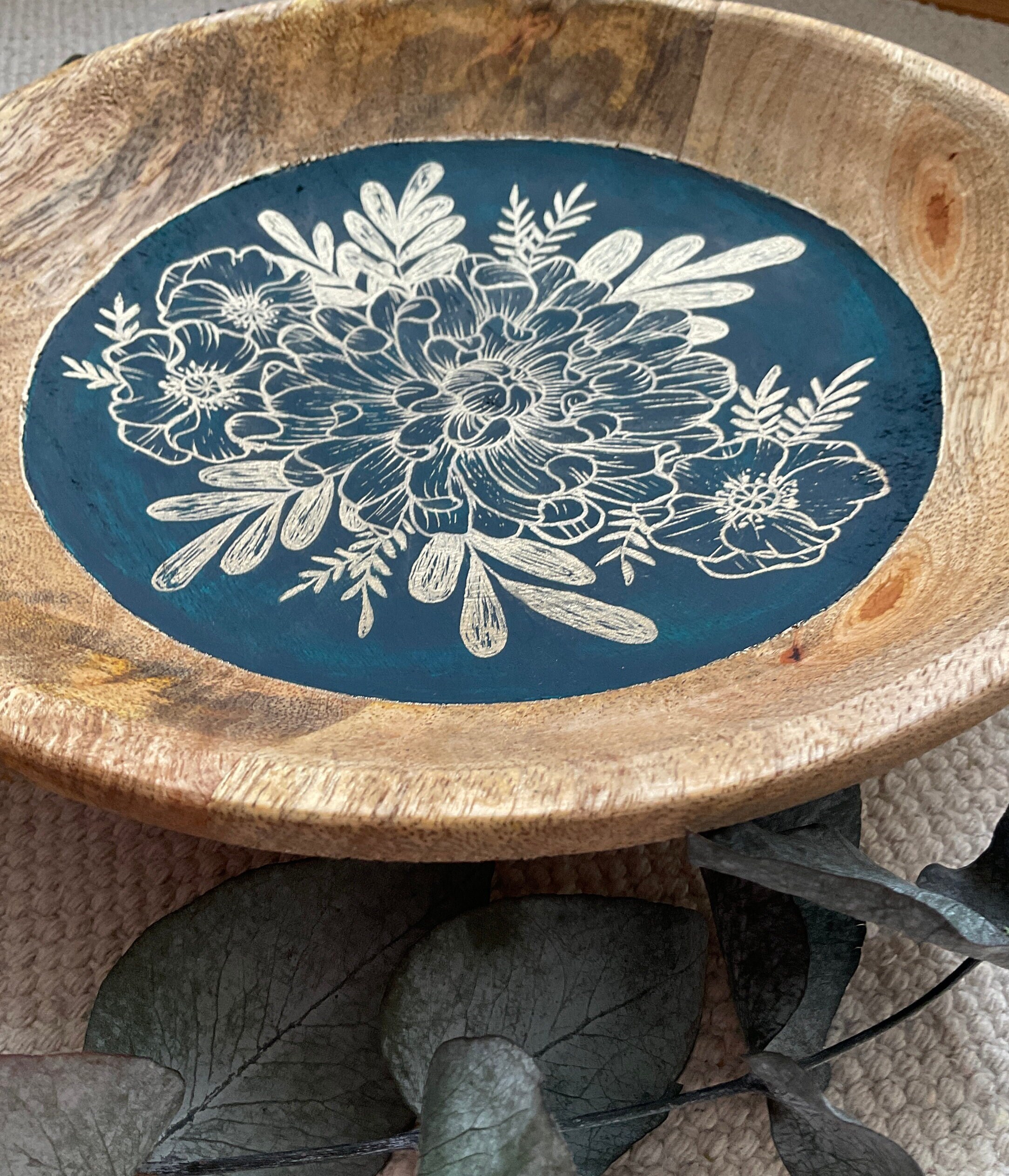 Botanical Mango Wood Plate Painting Wooden Plate Painted Wood - Etsy