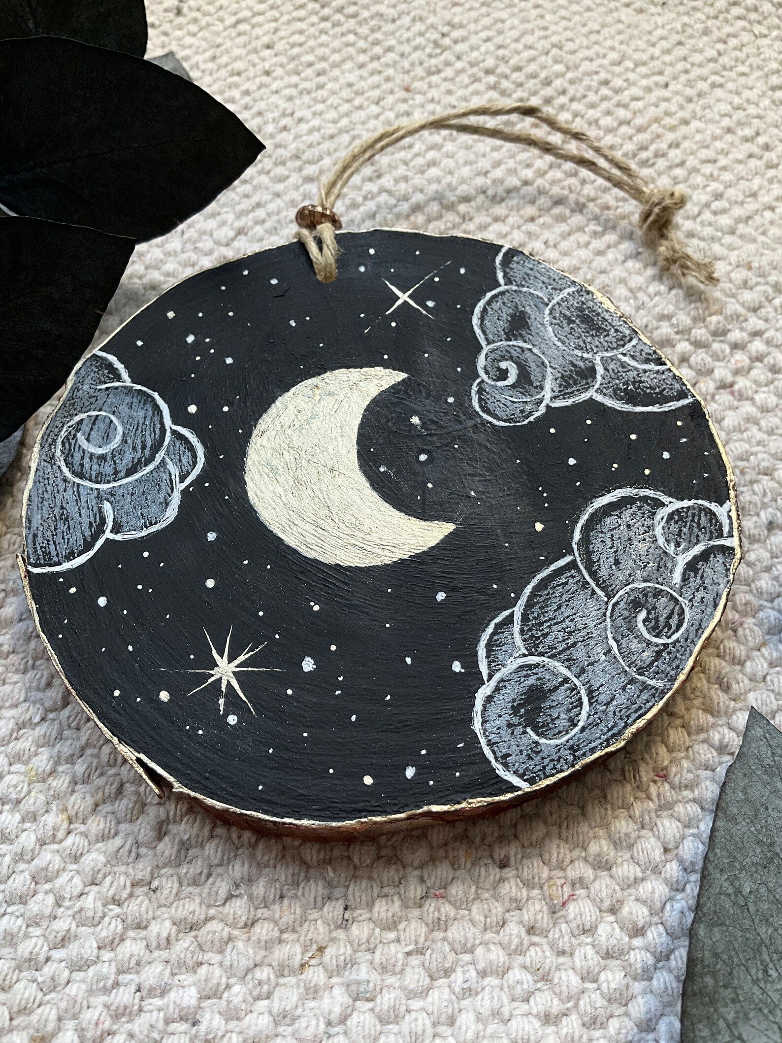Wood Painting Moon Phase Stars Wood Decor Witch Celestial Ornament ...