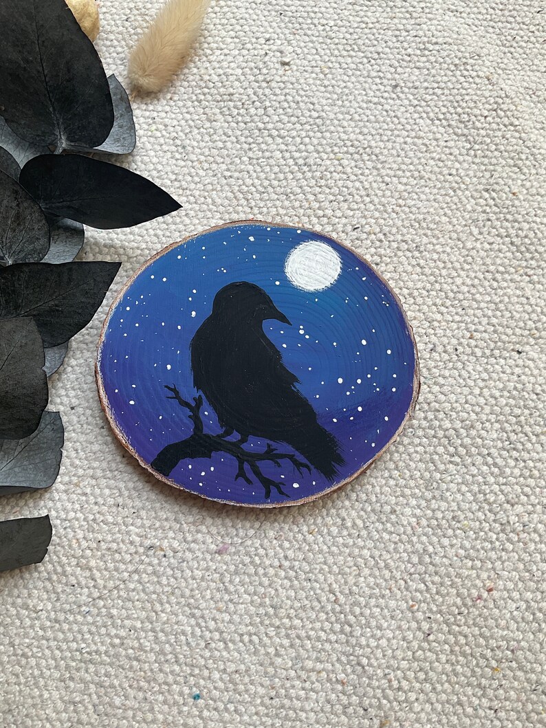 Wood Painting Raven Wolf Fantasy Art Witch Painting Decor Spirit Animal ...