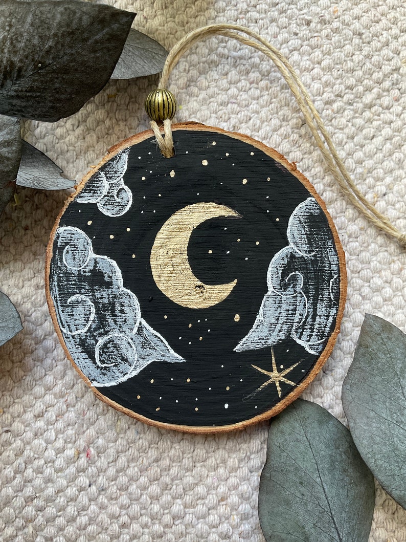 Wood Painting Moon Phase Stars Wood Decor Witch Celestial - Etsy