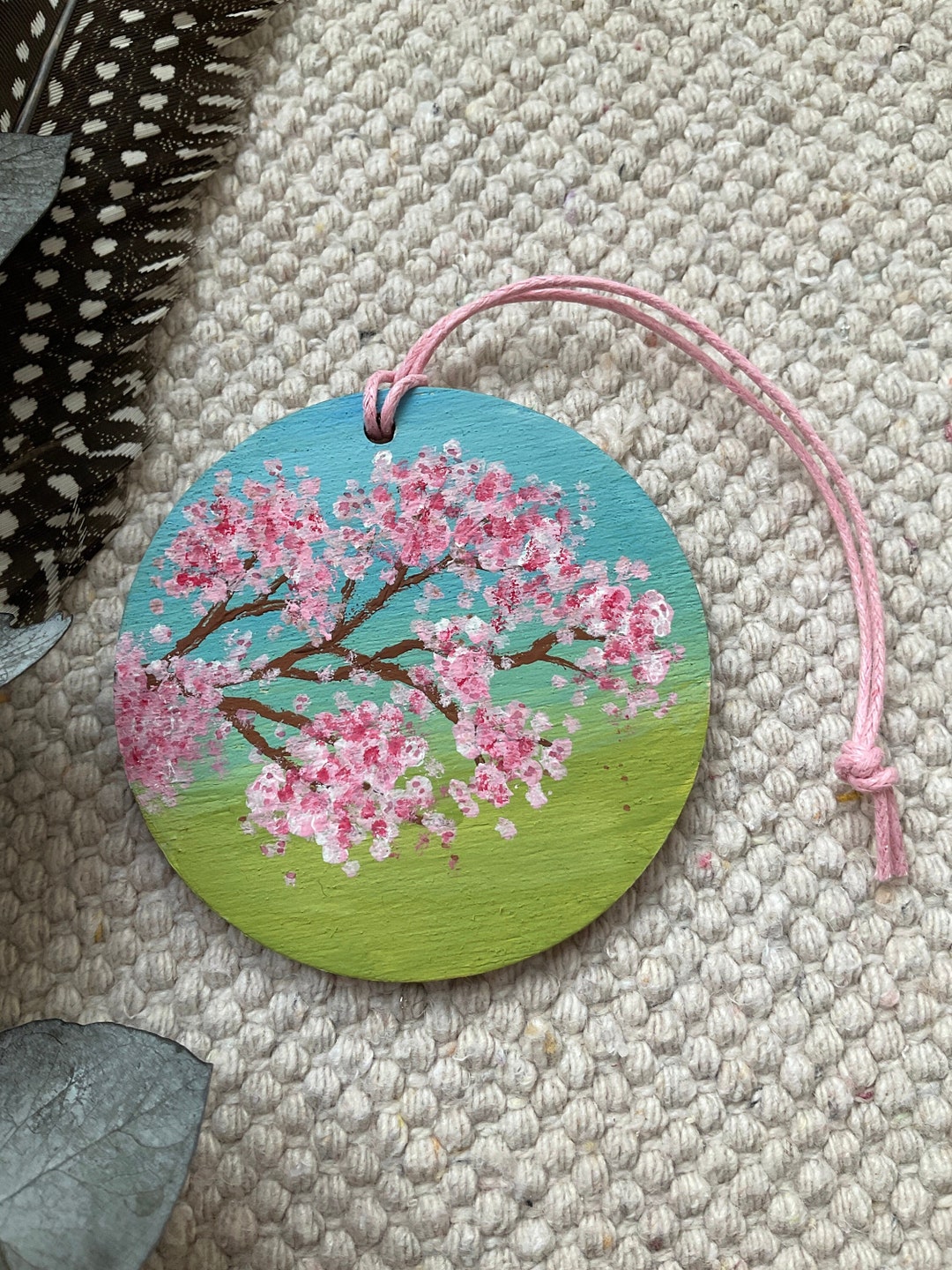 Cherry Blossom Painting Hanami Sakura Flower Spring Wood Decor Slice ...
