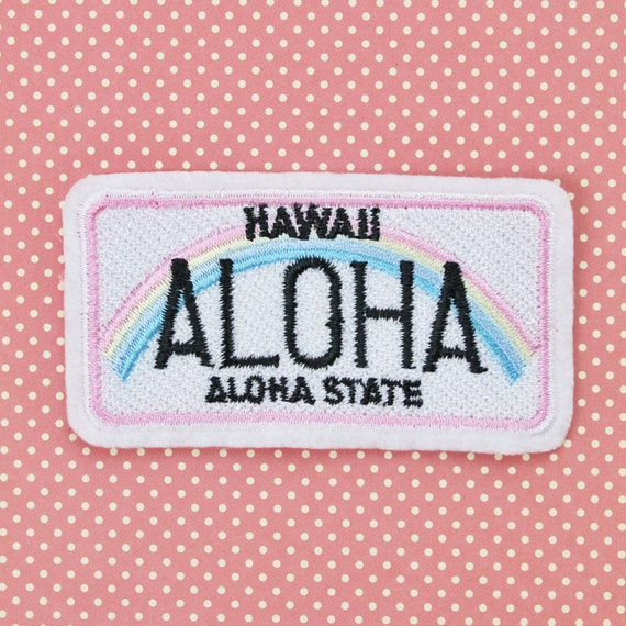 Aloha License Plate Iron on Patch Hawaii Patch Pastel - Etsy