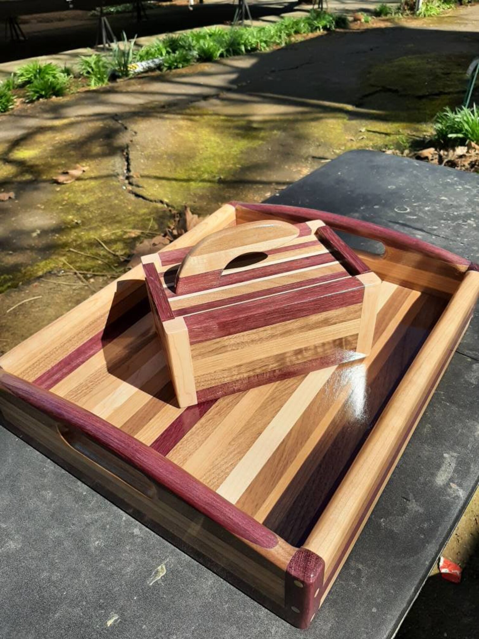 Exotic Hardwood Serving Tray With Matching Box - Etsy