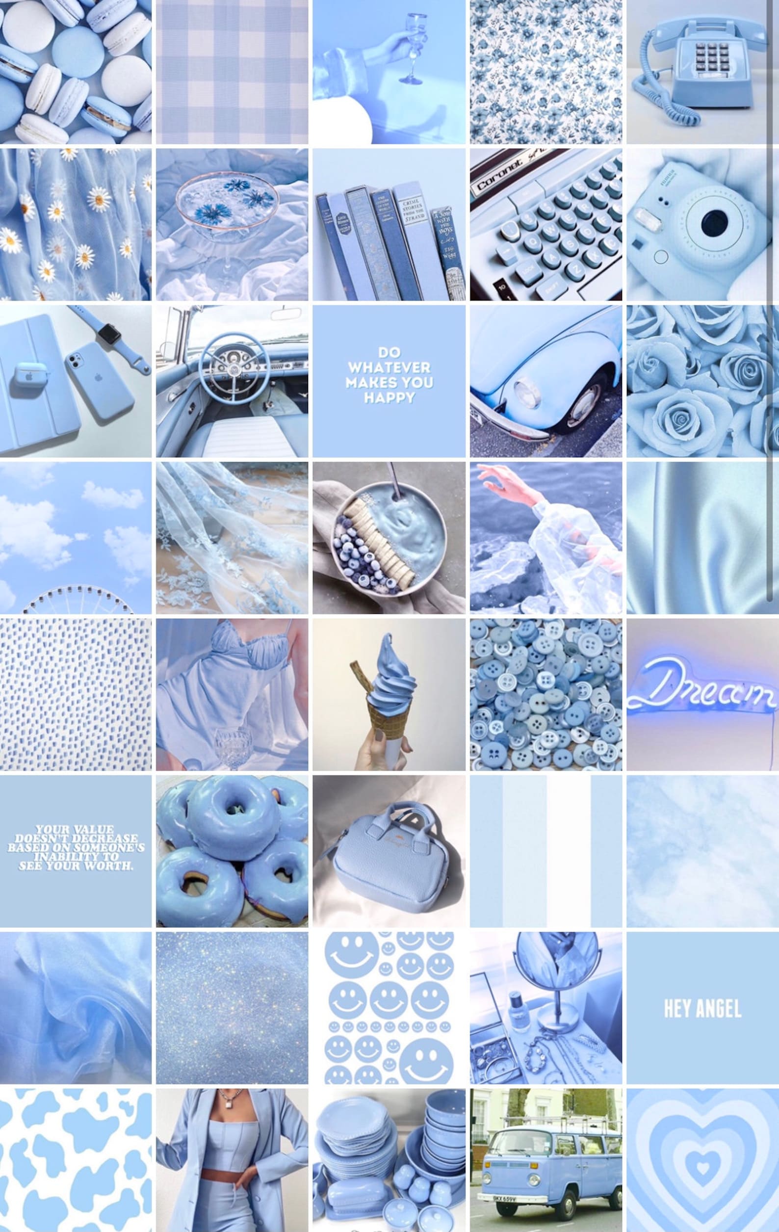 Elegance In Light Blue Aesthetic Wall Collage Bedroom Wall Collage My