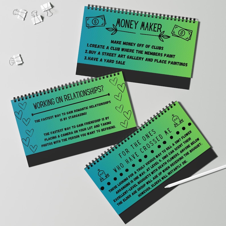 Desktop Flip Book - Sims 4 Cheats Booklet, Gaming Desk Organizer, Cheat ...