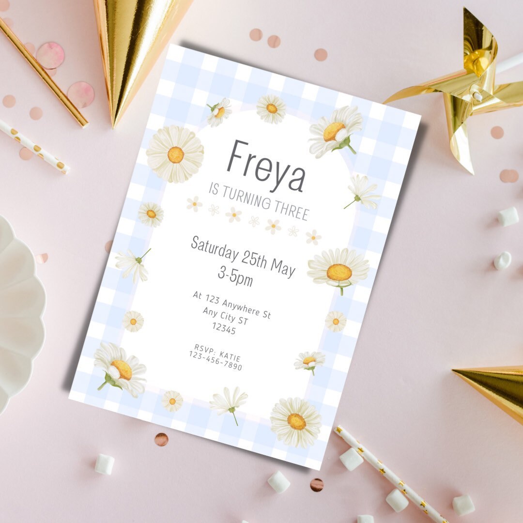 Daisy Party Invitation, Childrens Party, Daisy, Floral Party Invite ...