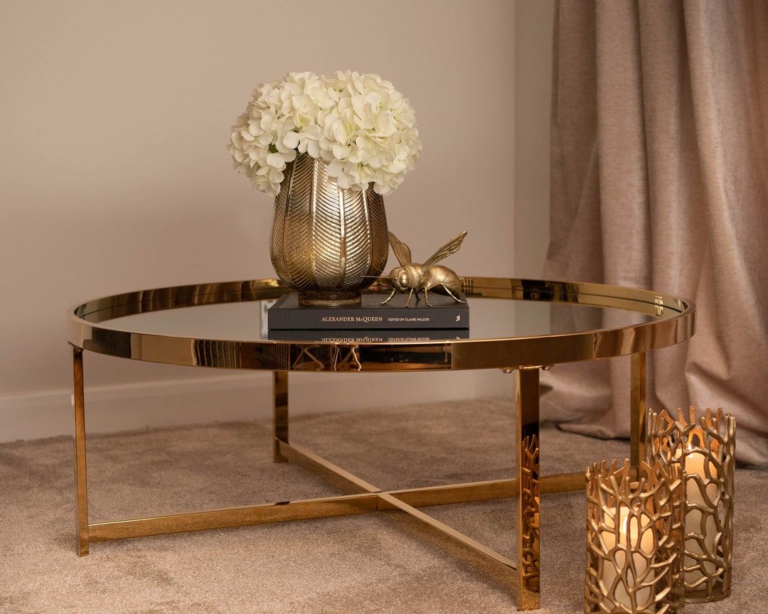 Gold Round Coffee Table Circular Gold Coffee Table Gold Table Gold ...