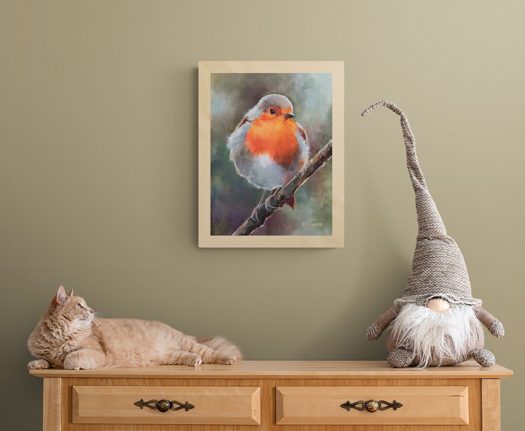 Red Robin Art PRINT Small Robin Wall Art Red Bird Nursery - Etsy