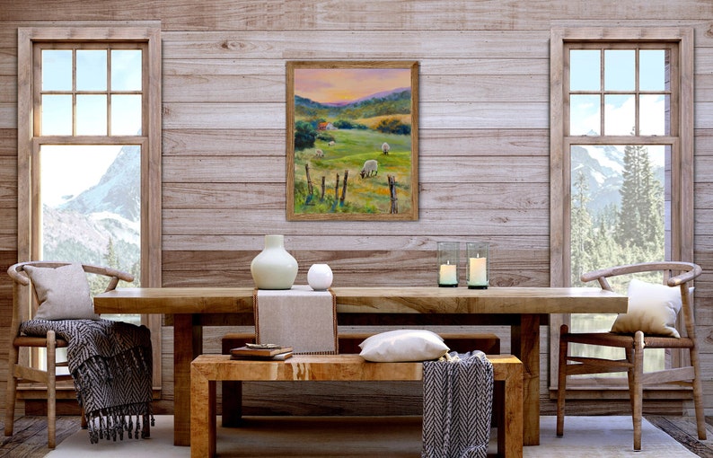 Prairie Art PRINT Country Landscape Farmhouse Rural Art Red Barn Valley ...