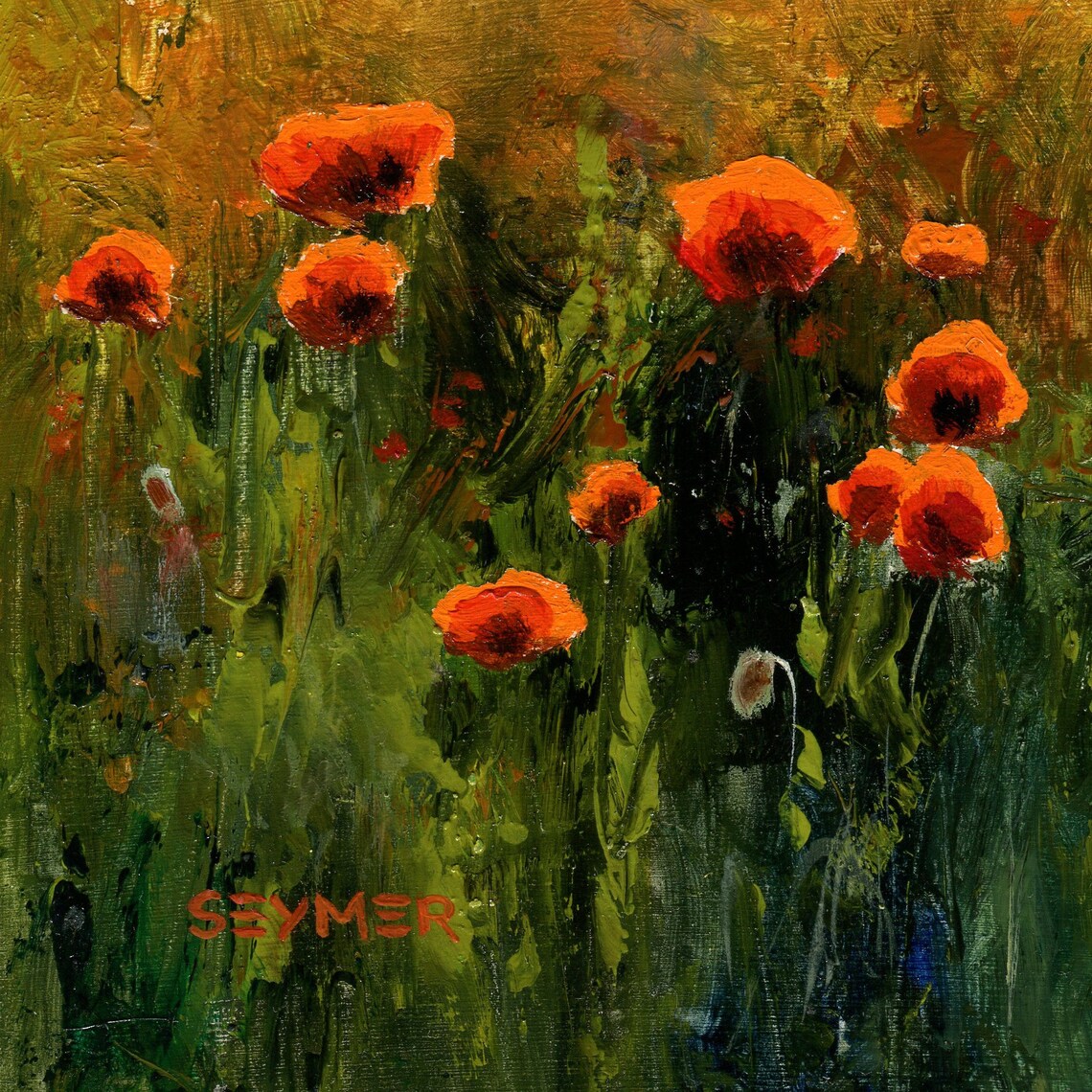 Poppy Landscape Painting Field Flowers Art PRINT Sunny - Etsy