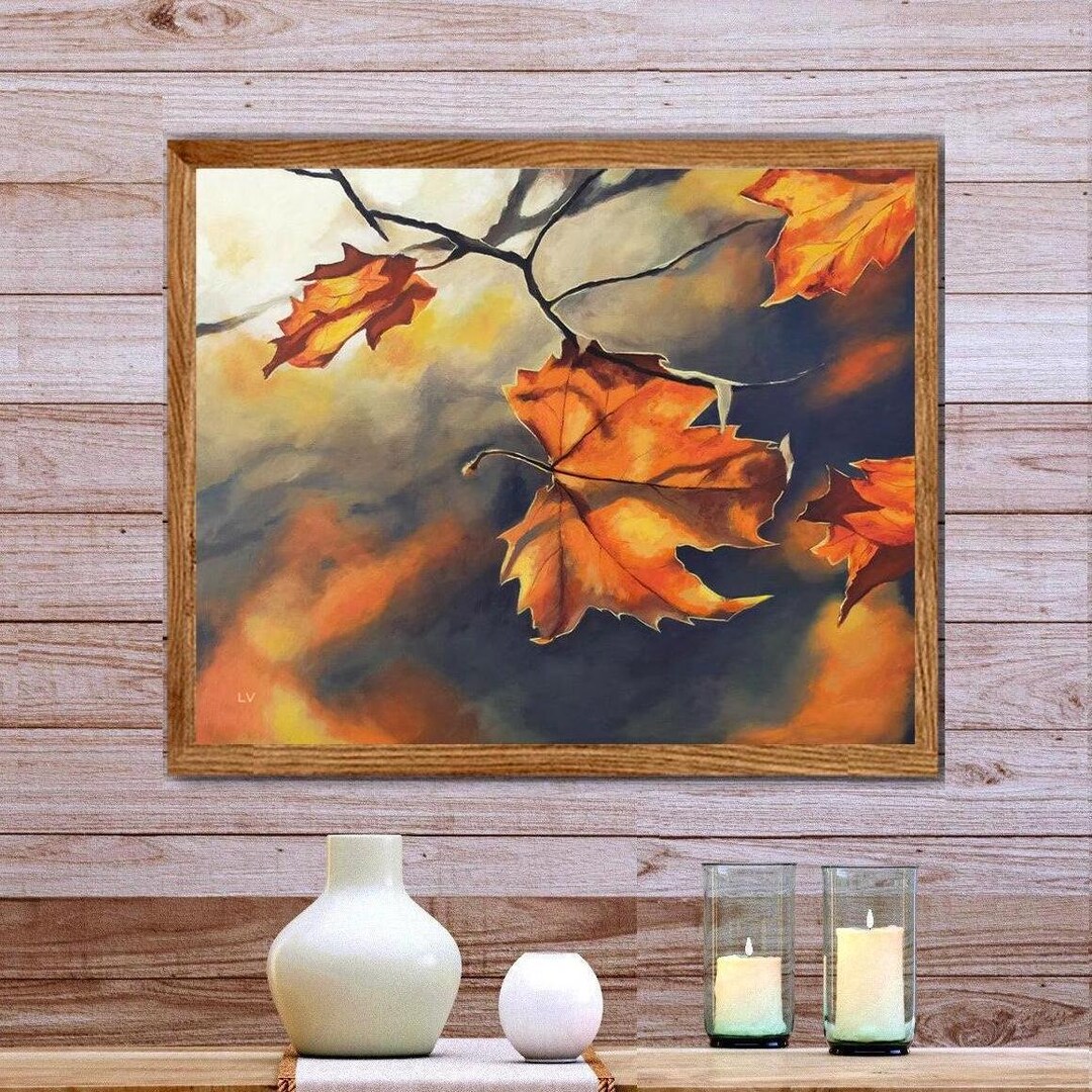 Autumn Maple Leaf Painting PRINT, Fall Botanical Art Print, Sunlight ...