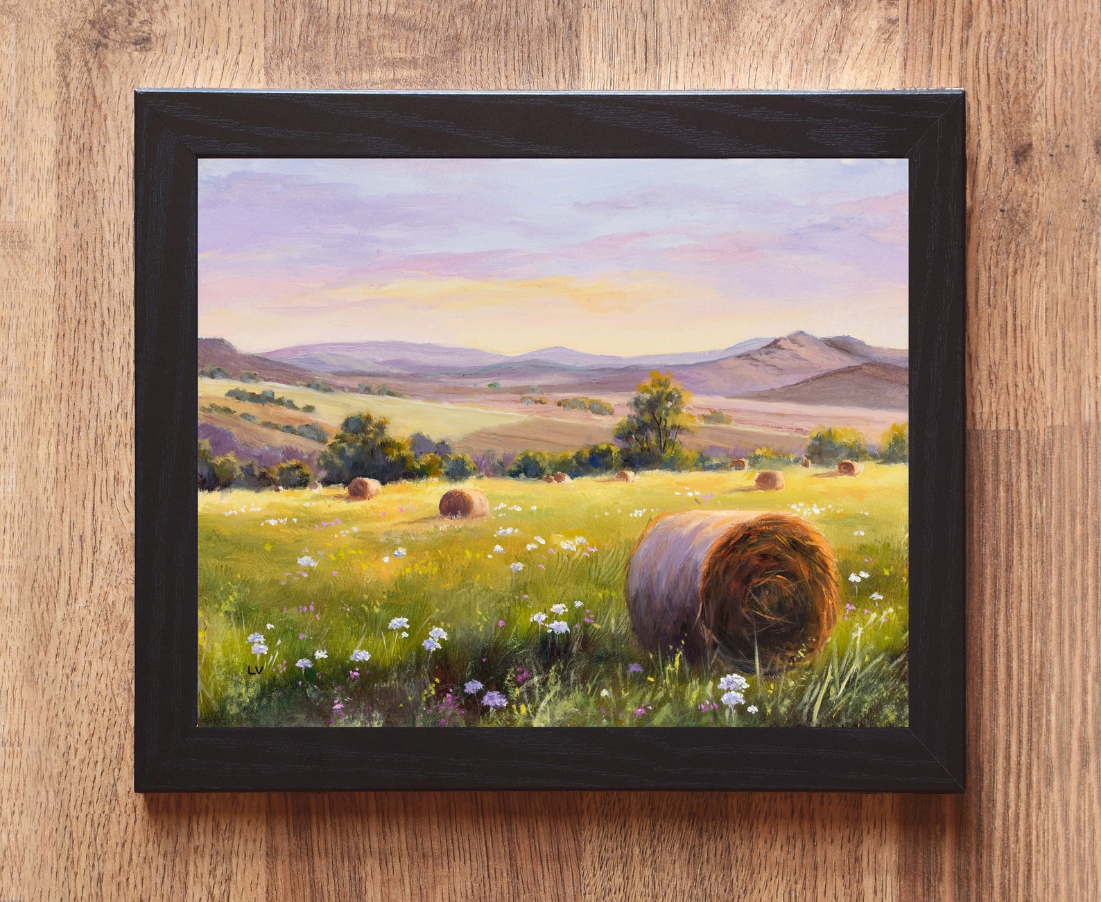 Country Spring Day ORIGINAL Oil Painting, Hay Bales and Queen Anne ...