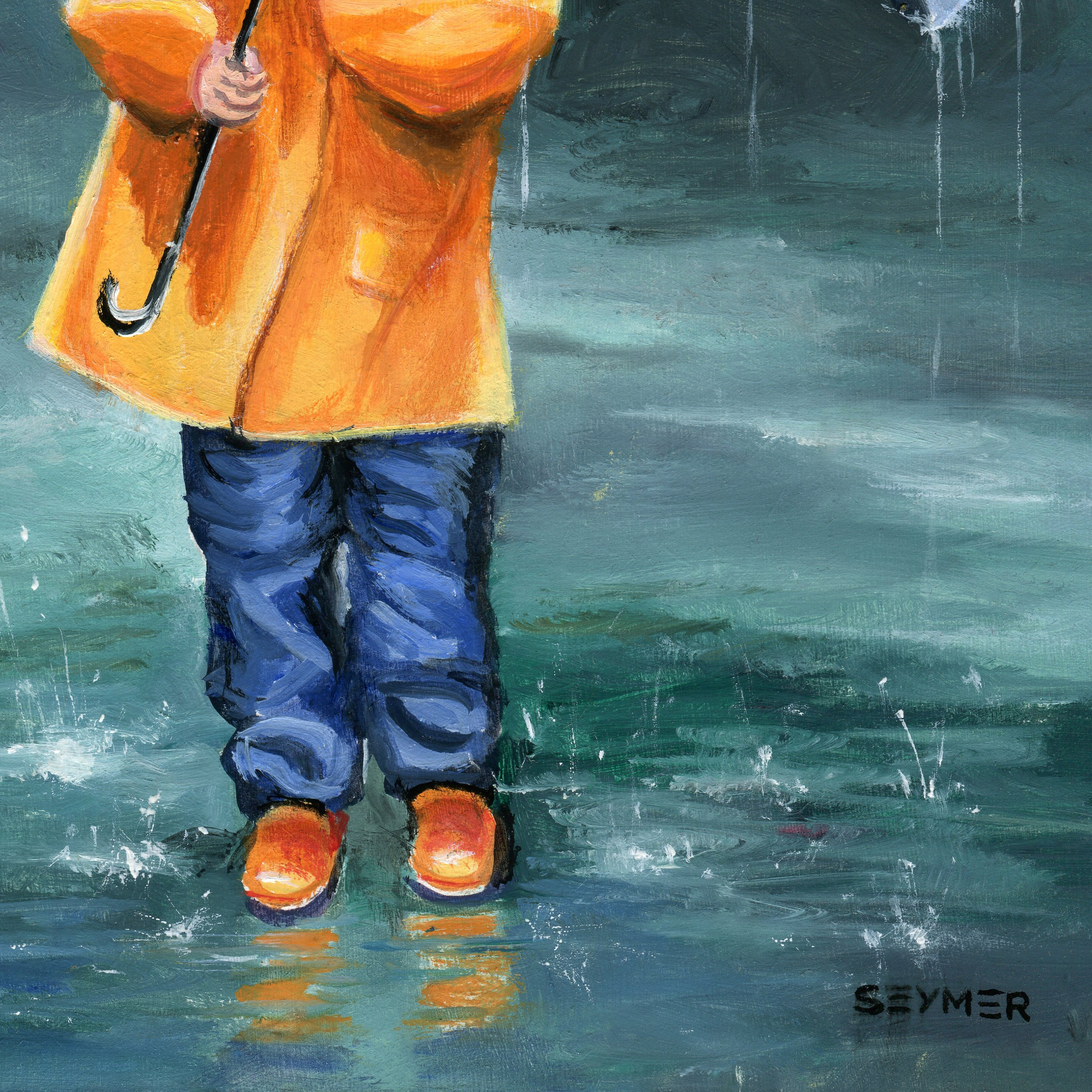 PRINT Little Girl Art, Yellow Raincoat Artwork, Baby Girl Painting ...