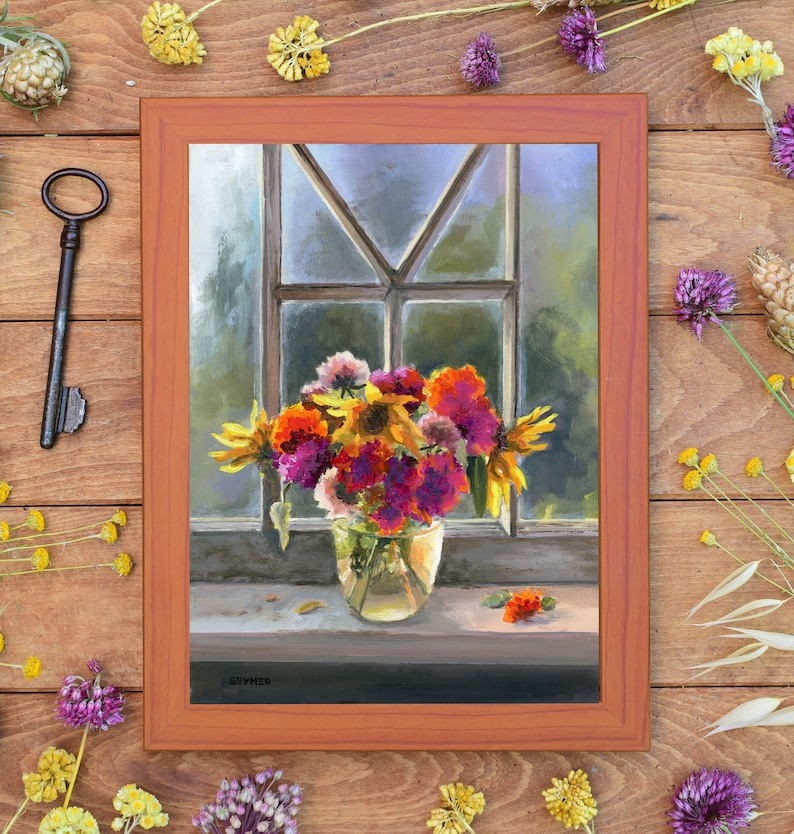 Window Still Life Original Oil Painting, Cottage Still Life Decor ...