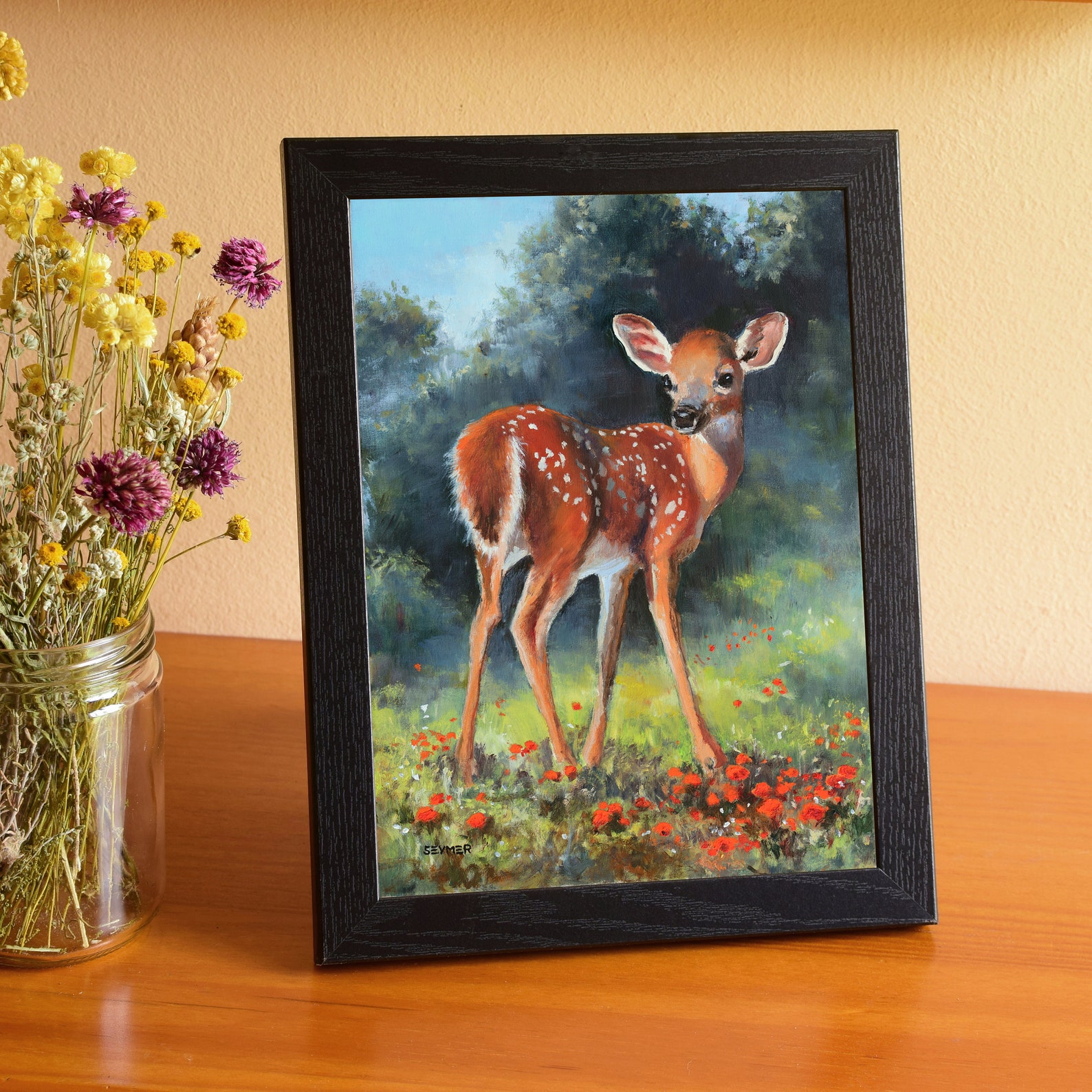 Fawn Artwork Original, Cute Animal Oil Painting, Little Deer Artwork ...