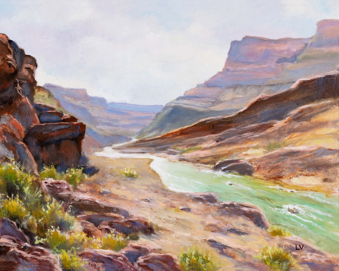 Gran Canyon Colorado River ORIGINAL Art, USA National Park Oil Painting ...