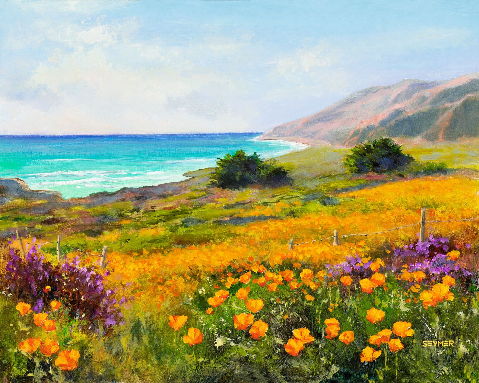 California Coastal Painting ORIGINAL, Big Sur California Poppies Fine ...