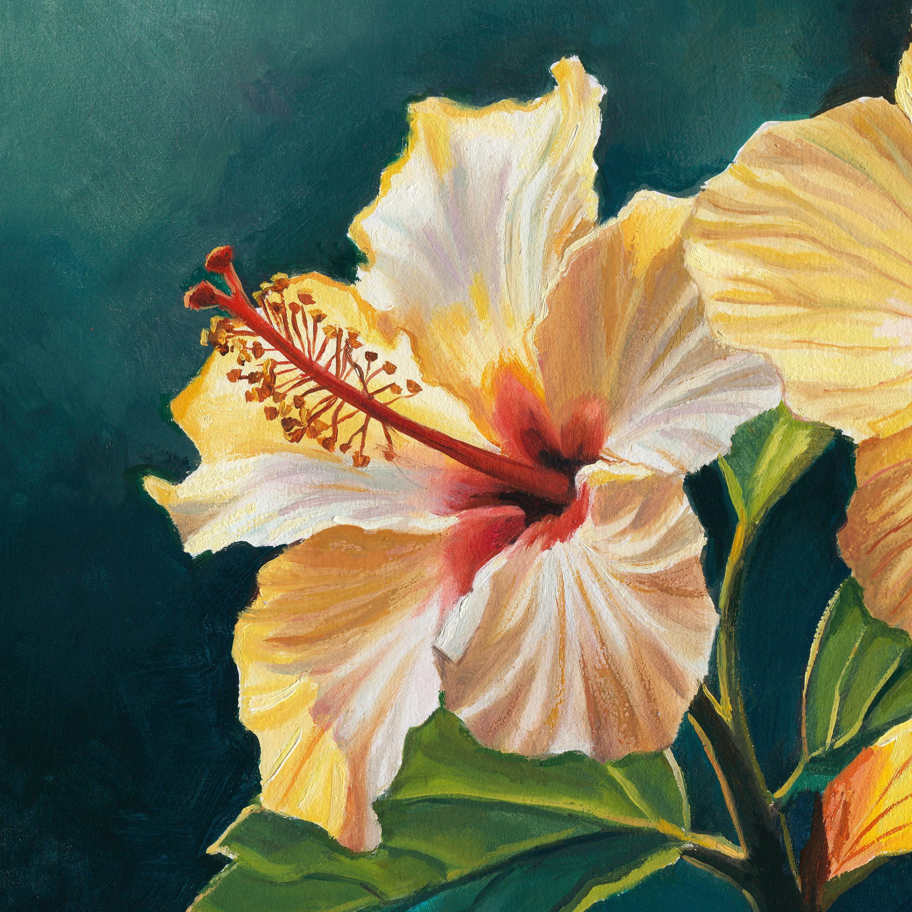 ORIGINAL Hibiscus Oil Painting Hyperrealistic, Large Hawaiian Flowers ...