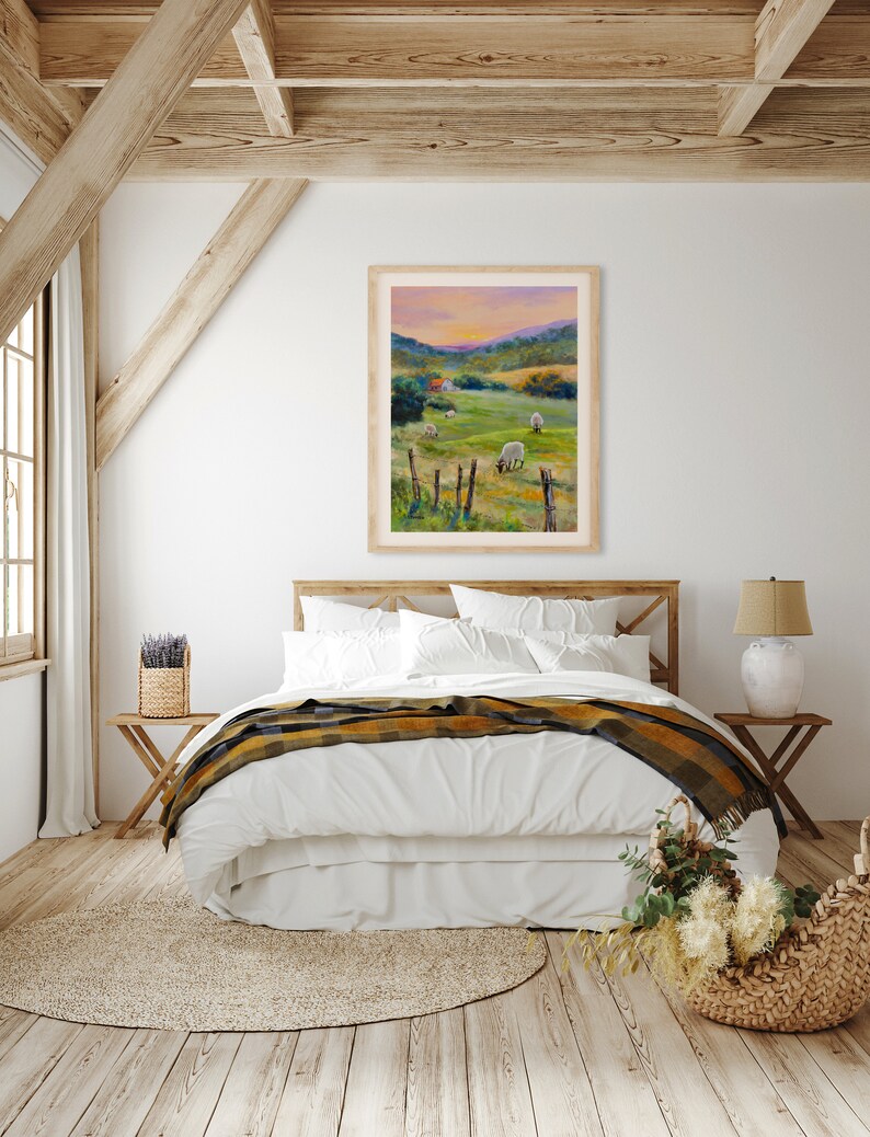 Prairie Art PRINT Country Landscape Farmhouse Rural Art Red Barn Valley ...