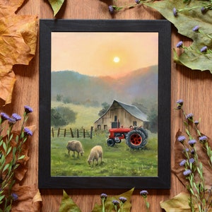 American Farm Art PRINT, Folk Art Rural Life Painting, Country ...
