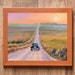 Road Car ORIGINAL Oil Painting, Car in Sunset Landscape, Road Field ...