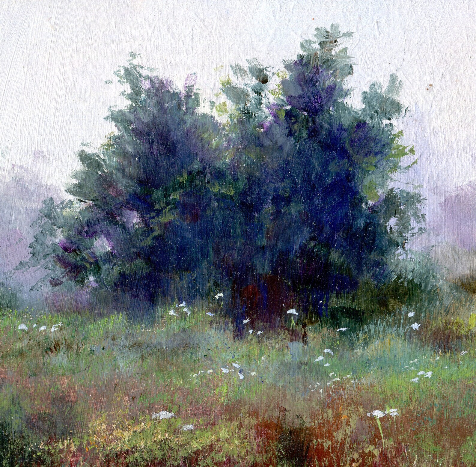 Wildflowers Prairie Painting PRINT, Meadow Trees Flowers, Vintage ...