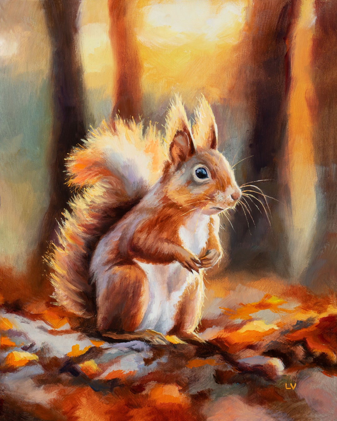 Red Squirrel Oil Painting ORIGINAL, Small Forest Animal Artwork ...